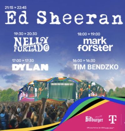 FAN FEST EURO 2024 am 12.06. mit Ed Sheeran, Nelly Furtado...uvm für 35 ...