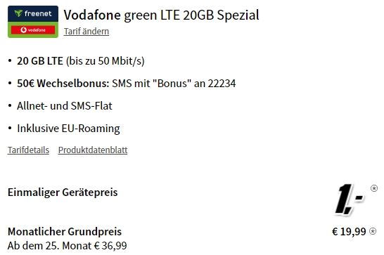 Samsung Galaxy A35 5G (256GB) + Vodafone Allnet 20GB 19,99€ mtl. + 50 ...