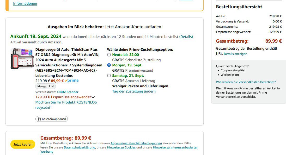 ThinkScan Plus S7 OBD2 Gerät mit 7 System-/ 5 Servicefunktionen für 83 ...
