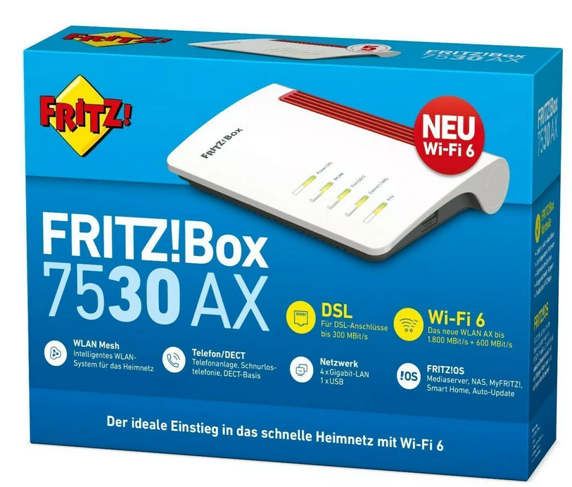🌡️ AVM FRITZ!Box 7530 AX WiFi 6 Mesh Router für 139€ (statt 155€)