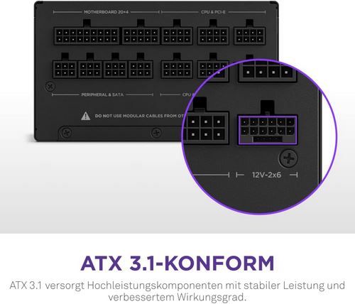NZXT C1000 ATX 3.1 modulares Netzteil mit 1.000 Watt, 80 PLUS Gold für ...