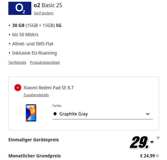🤯🔥 Xiaomi 14T + Redmi Pad für 29€ + o2 Allnet 30GB für 24,99€ mtl.