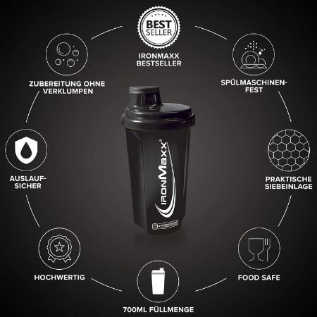 💪🏻 IronMaxx Proteinshaker mit Drehverschluss, 700ml ab 2,65€ (statt 4€)