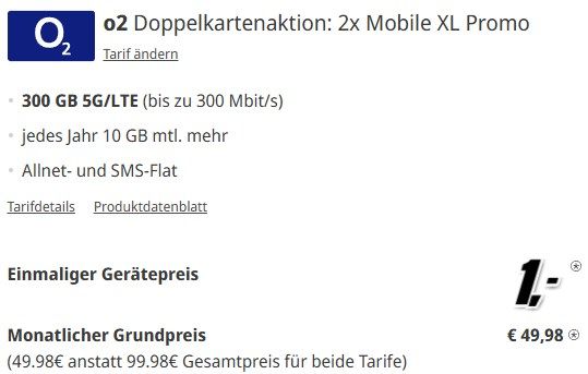 📱Doppelkartenaktion: Apple iPhone 16 für 1€ + 2x o2 Allnet 300GB LTE/5G ...