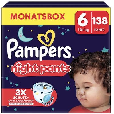 🧷👶 138 Windeln Pampers Night Pants in Größe 6 (13kg+) ab 41,81€ (statt 62€)