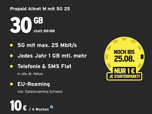 🤯 Telekom congstar Prepaid mit 30GB 5G für 10€/4 Wochen + 10€ Startguthaben
