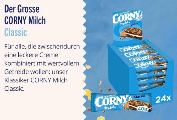 🍫 24x Corny Milch Classic Müsliriegel mit Getreide & Milchcreme ab 12 ...