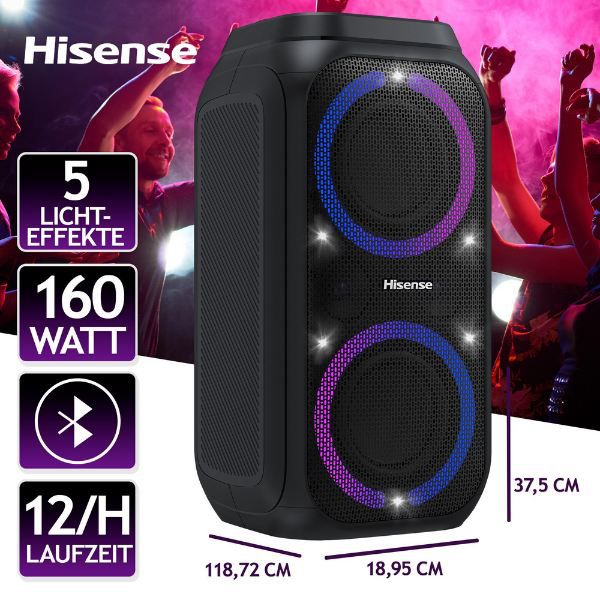 🔊 Hisense Party Rocket 160 Bluetooth-Lautsprecher ab 99,99€ (statt 140€)