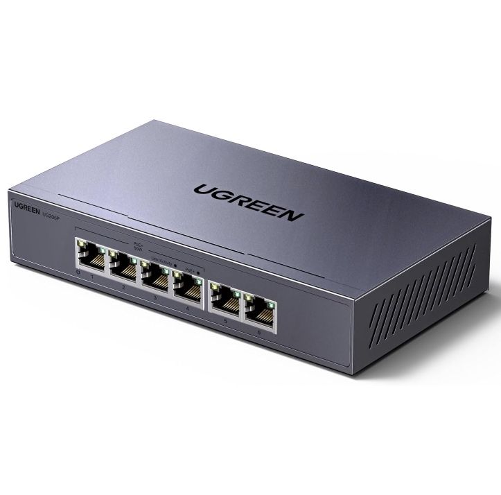 🔌 UGREEN PoE Switch 6 Port mit Gigabit LAN für 23,96€ (statt 36€)