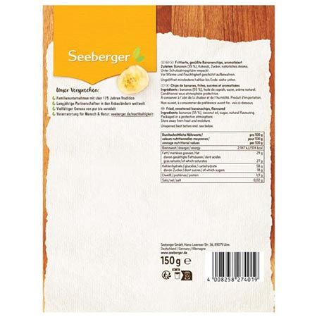 🍌 150g Seeberger Bananenchips, gesüßt ab 1,17€ (statt 2,39€)