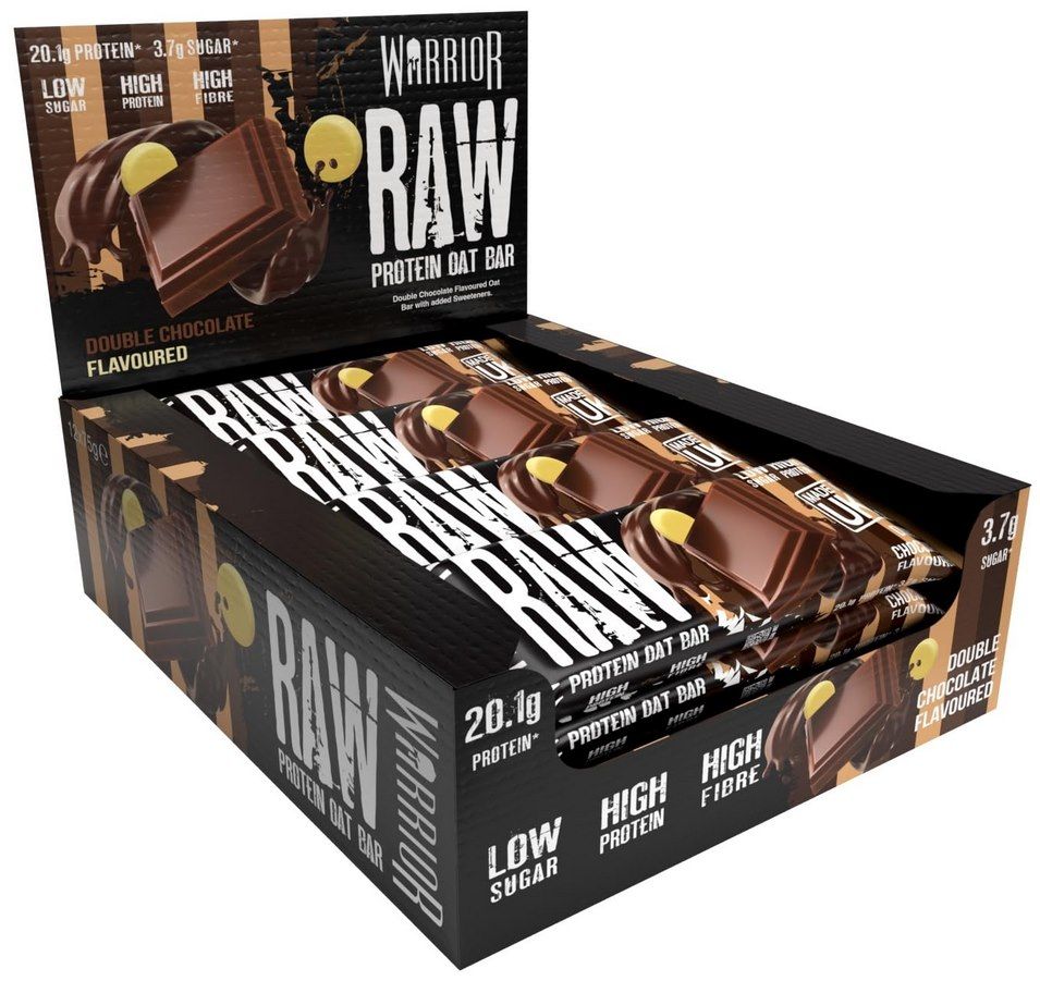 🍫 12x Warrior Raw Protein Riegel Flapjack (75g) Doppelte Schokolade ab ...